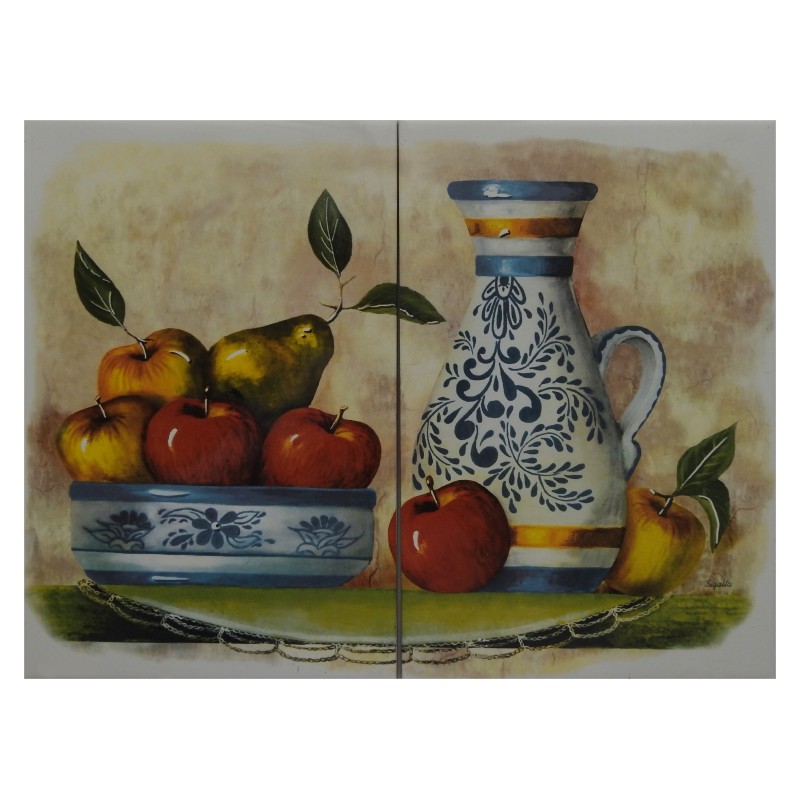 Imagen Bodegón Jarrón con frutas en azulejo 40x30 cm